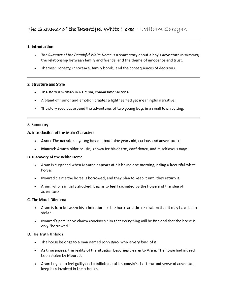 The Summer of The Beautiful White Horse | PDF