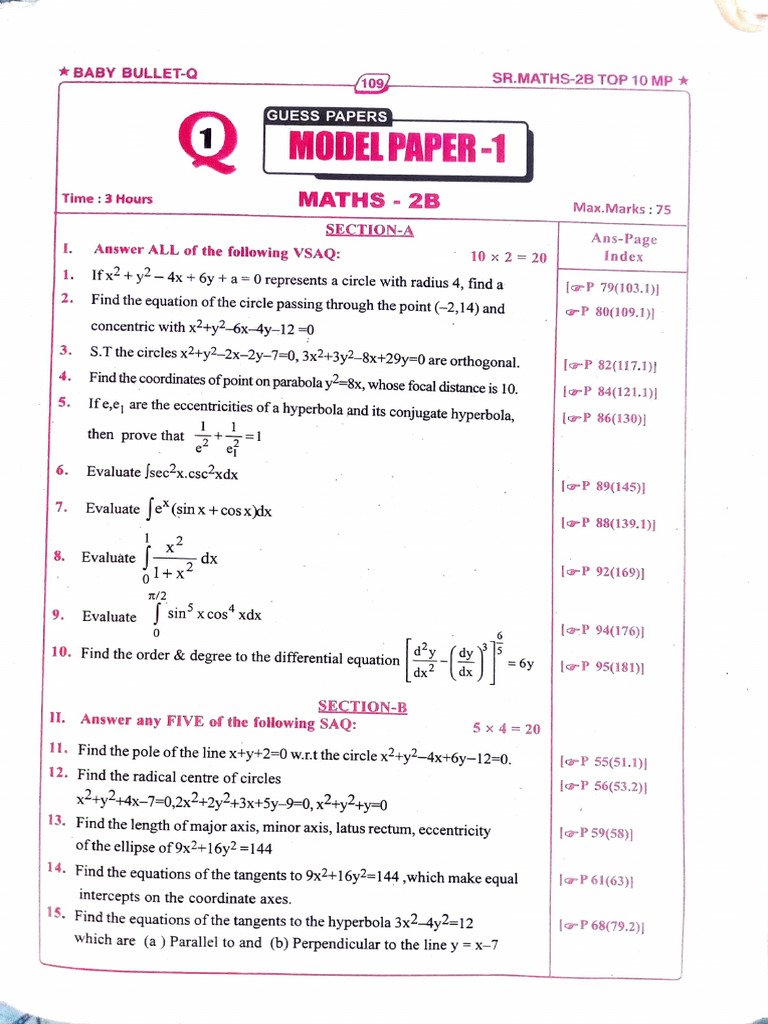 Model Paper-1: Xty'4x-7-0.2x2+2y-43x+ (Y-9-0, X+y'y0 | PDF | Ellipse ...
