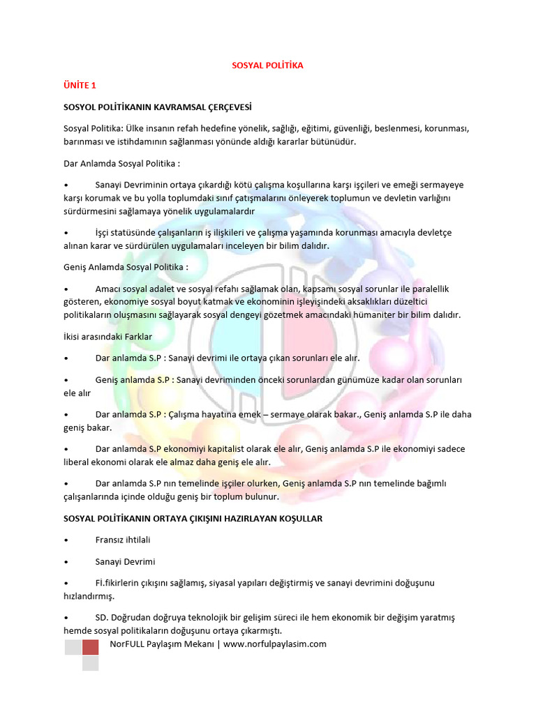 Sosyal Politika 1-4 | PDF