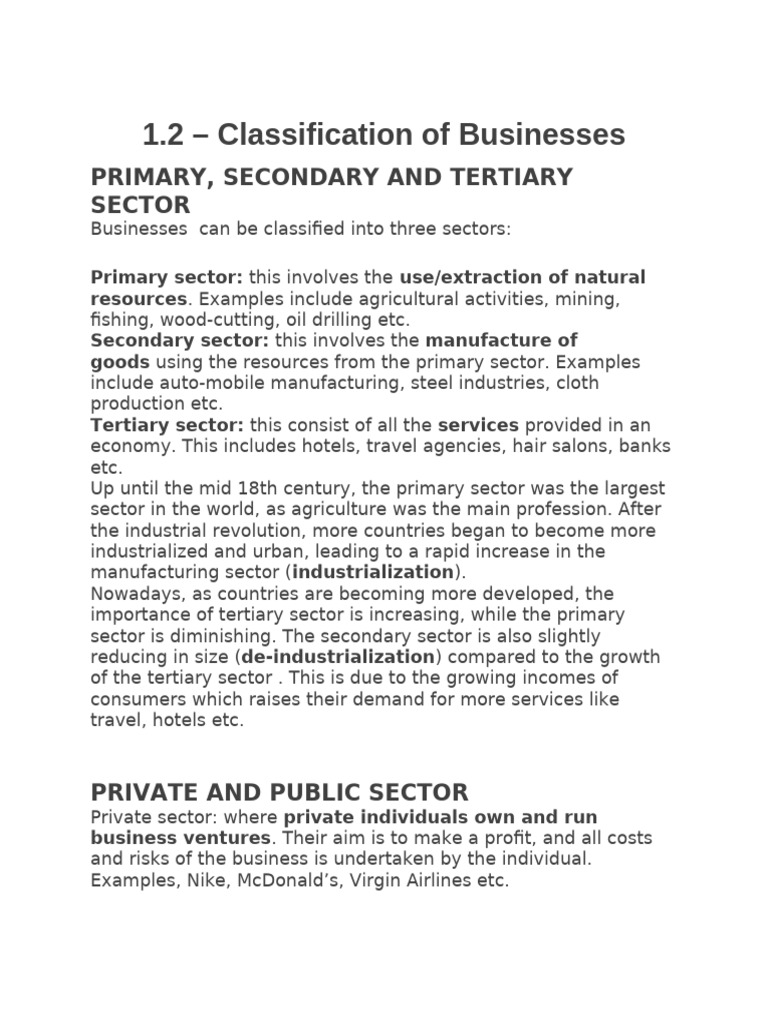 Business Sector Classifications Explained | PDF