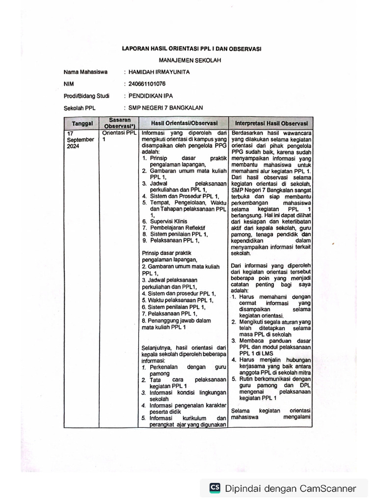 Laporan Orientasi | PDF