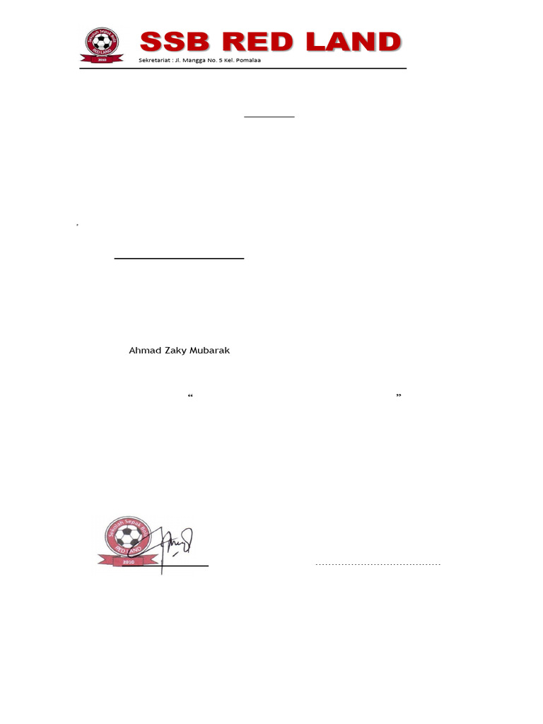 Permohonan Izin untuk Zaky Mubarak | PDF