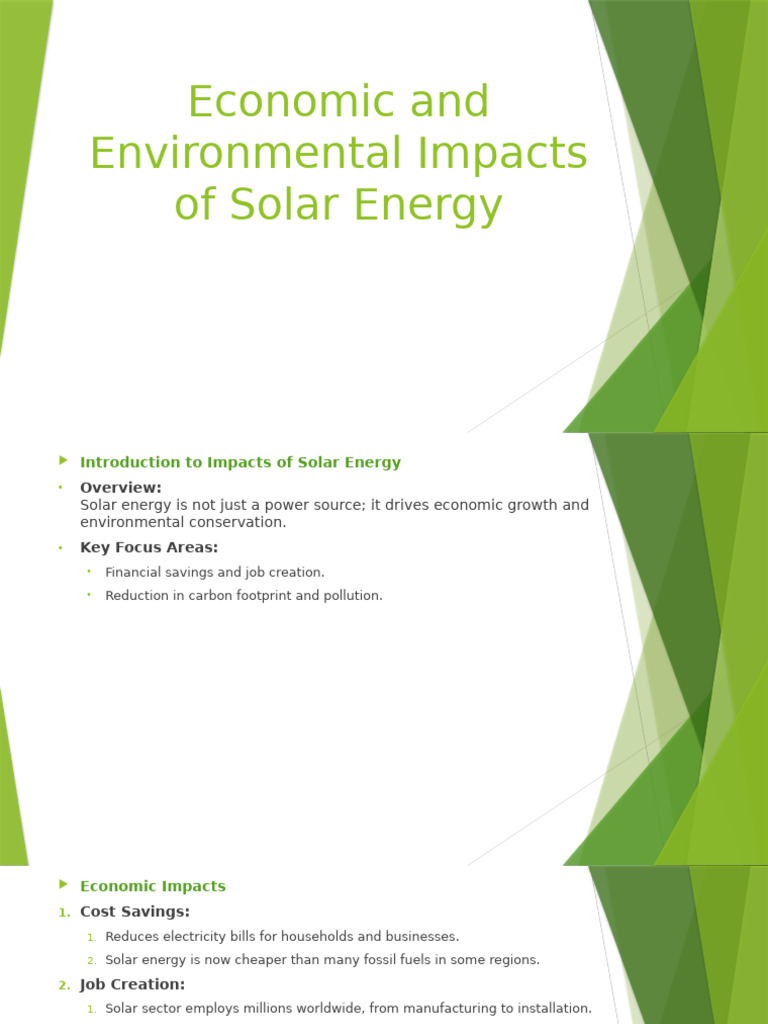 Economic and Environmental Impacts of Solar Energy | PDF | Solar Energy ...