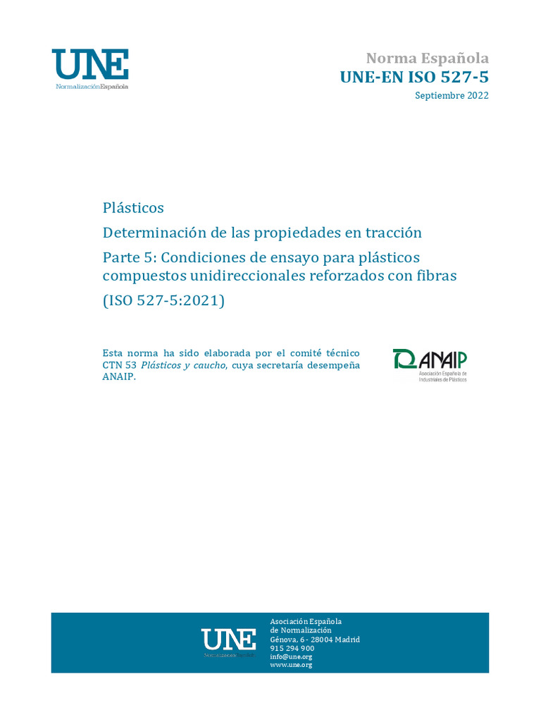 Norma UNE-EN ISO 527-5:2022 | PDF | Deformación (ingeniería ...