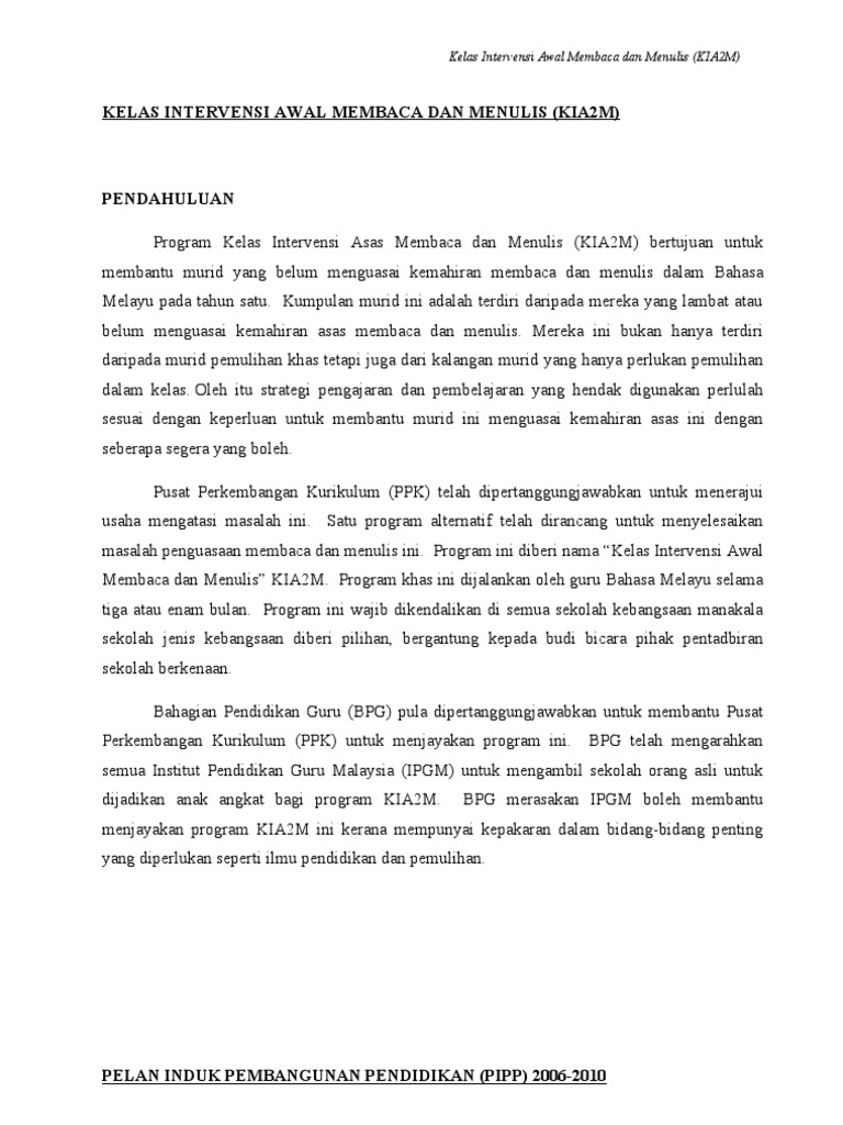 Latar Belakang Dan Objektif Program KIA2M | PDF