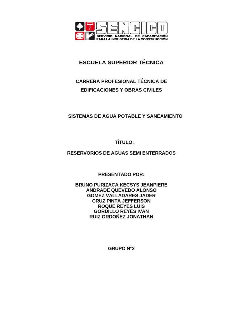 Reservorio Semienterrado Informe | PDF | Agua | Reservorio