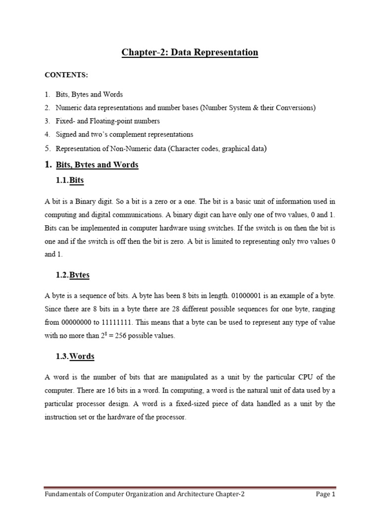 UNIT-2 Data Representation | PDF | Bit | Elementary Mathematics