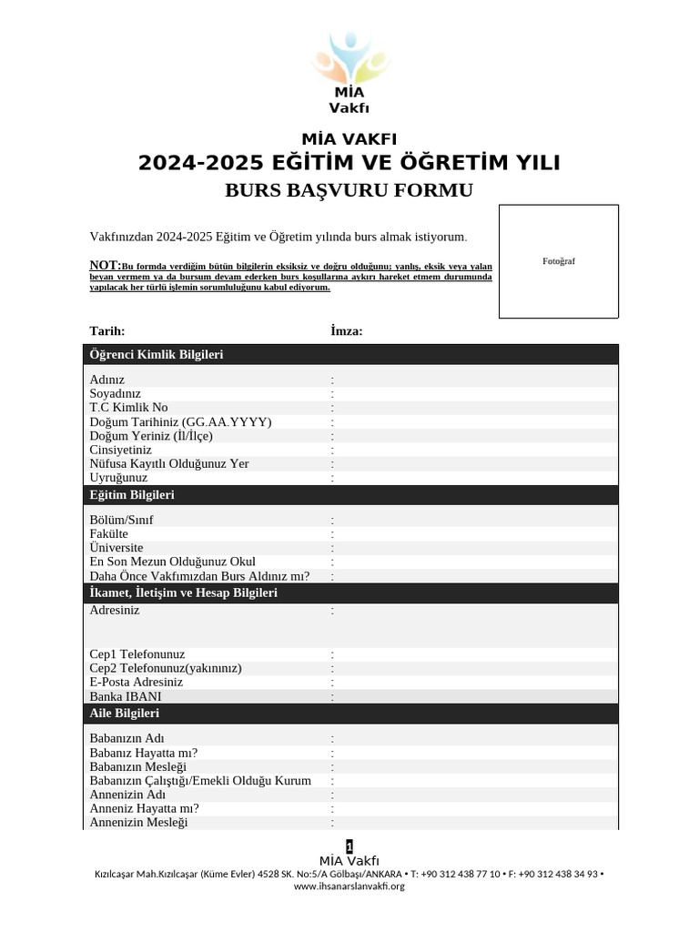 Basvuru Formu 2024 2025 | PDF