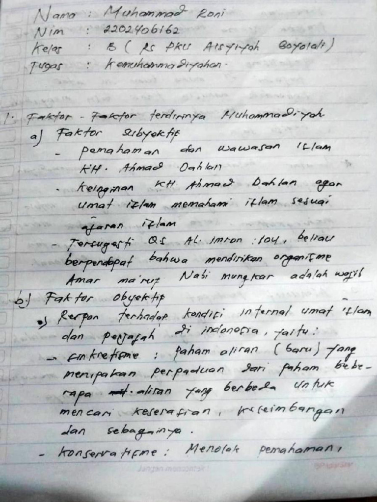 Muhammad Roni (Kemuhammadiyahan) | PDF