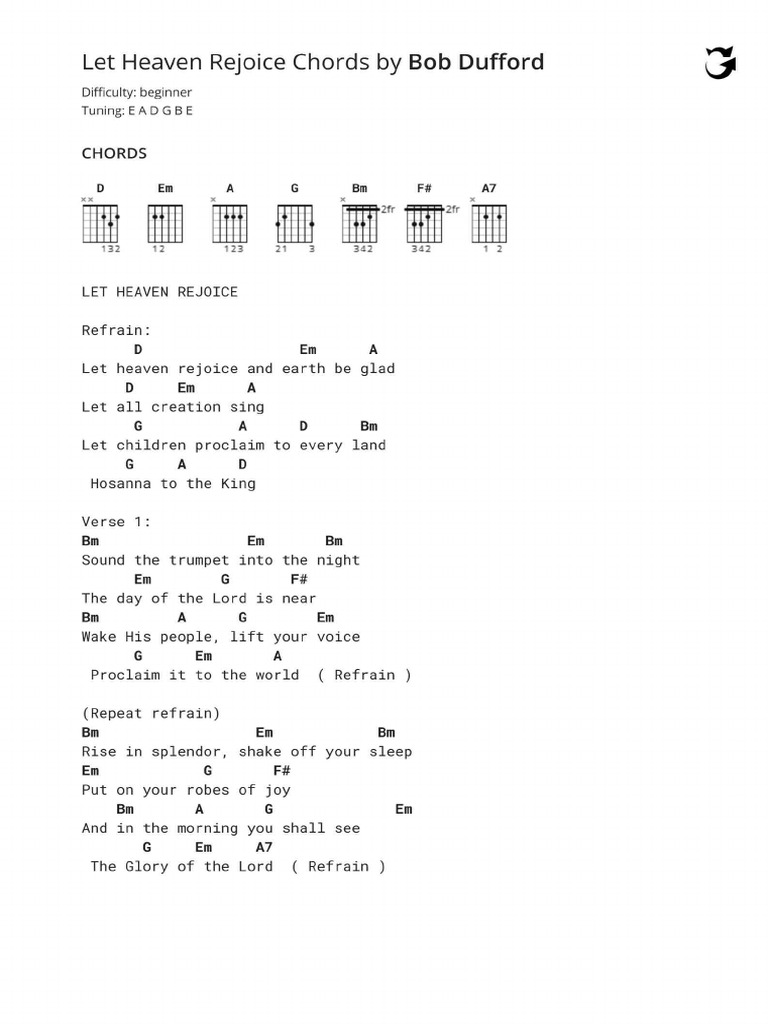 Let Heaven Rejoice Chords | PDF