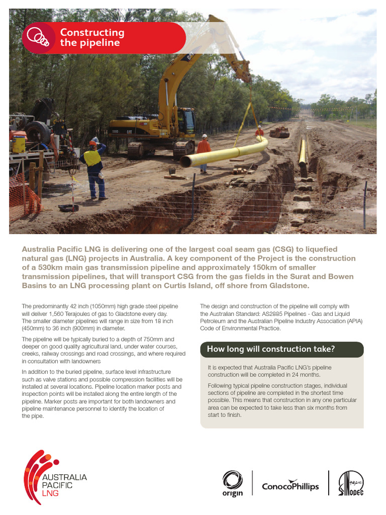 Australia Pacific LNG Pipeline Overview | PDF | Natural Gas | Liquefied ...