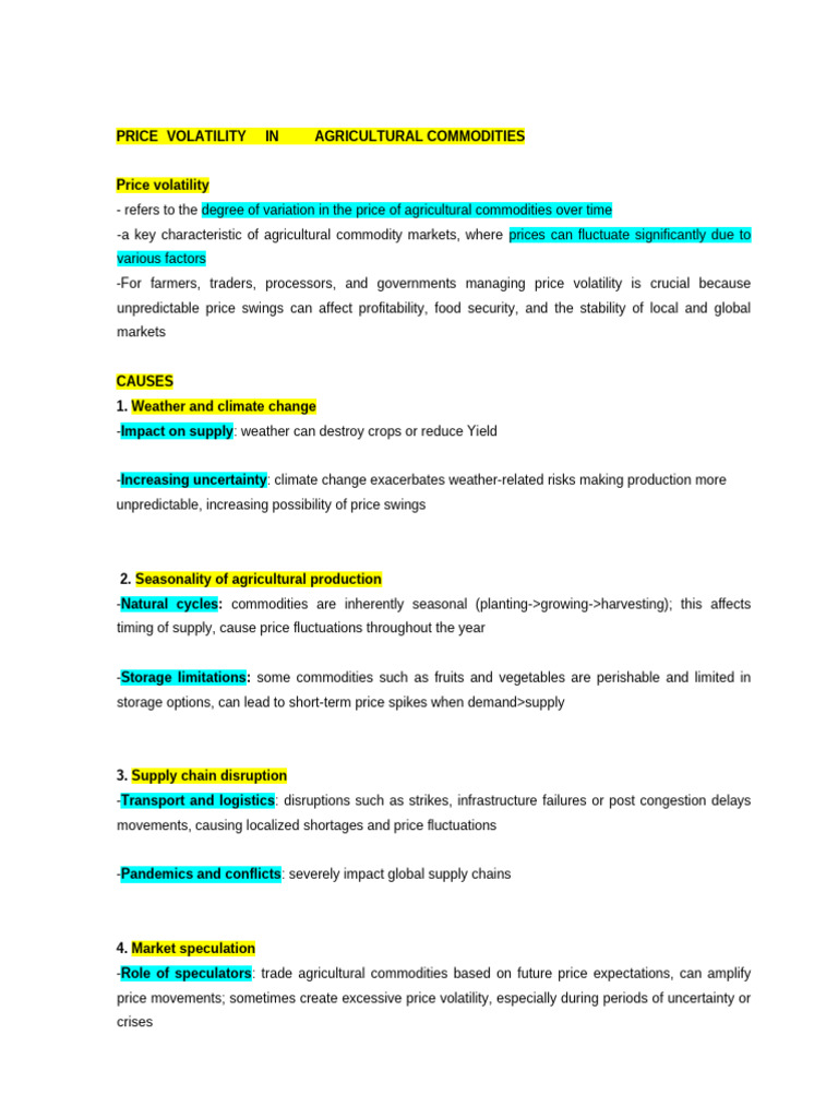 Pt2 Pricevolatilityinagricultural Commodities | PDF | Cost Of Living | Inflation