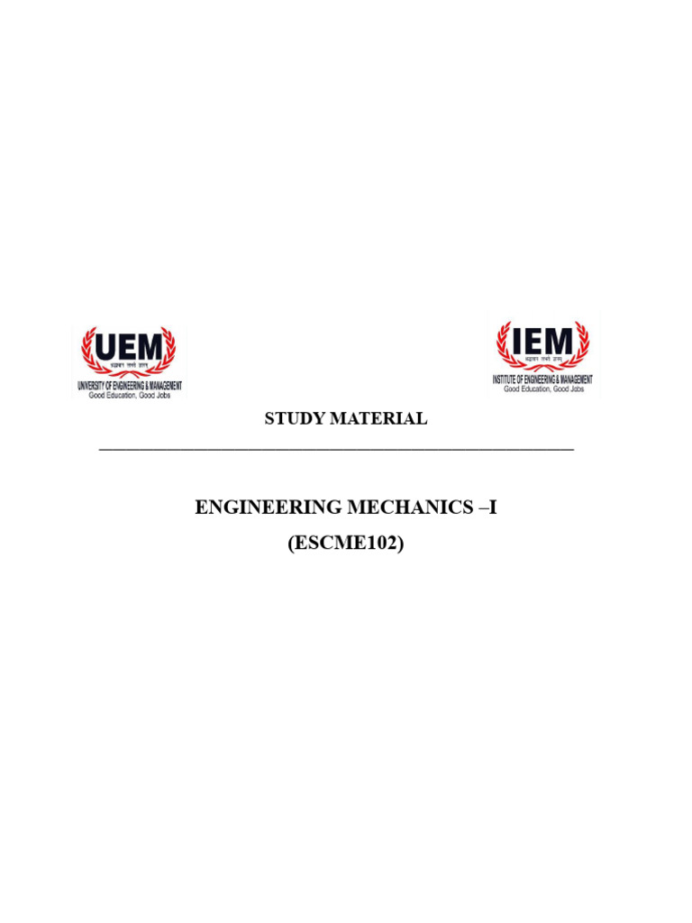 Engineering Mechanics I Study Material Revised Final | PDF | Truss | Force