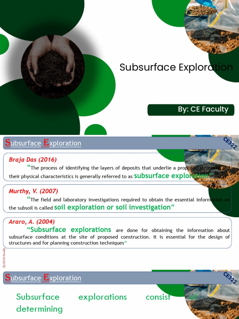 Subsurface Exploration | PDF | Natural Materials | Civil Engineering