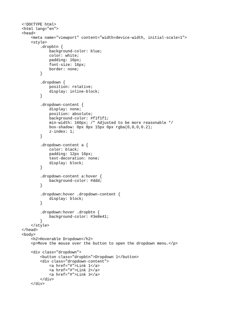 Sample Dropdown in HTML | PDF