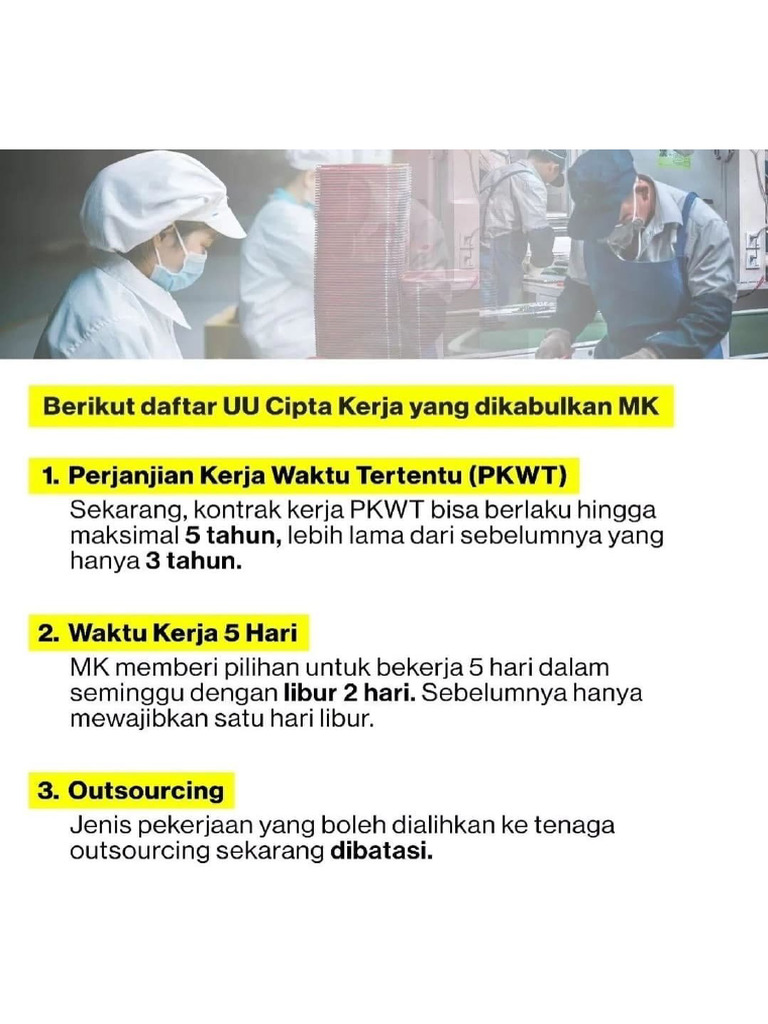 UU Tenaga Kerja Yang Di Kabulkan MK 2024 | PDF