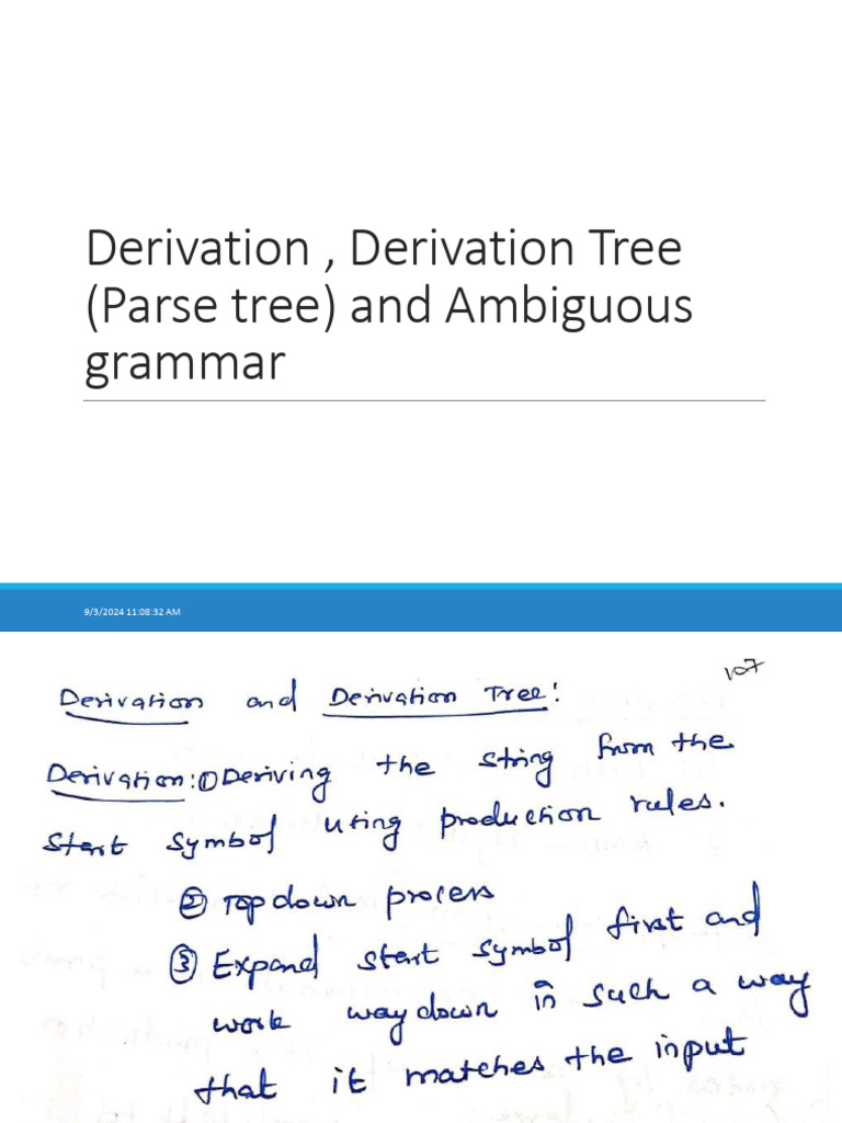 Unit III 2 Derivation and Derivation Tree (Parse Tree) Veltech | PDF