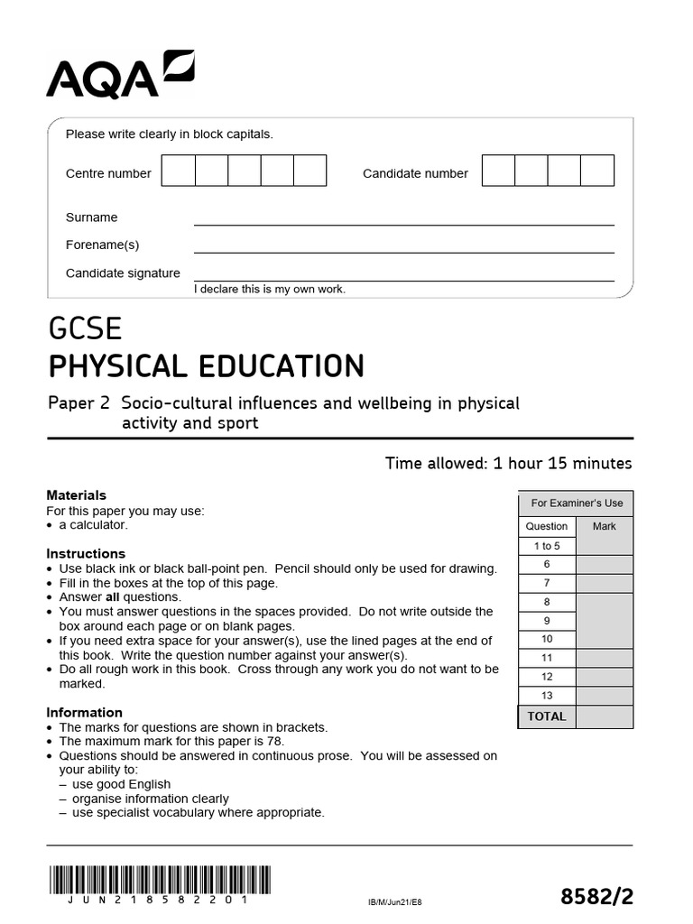 Aqa 85822 QP Nov21 | PDF | Obesity | Body Mass Index