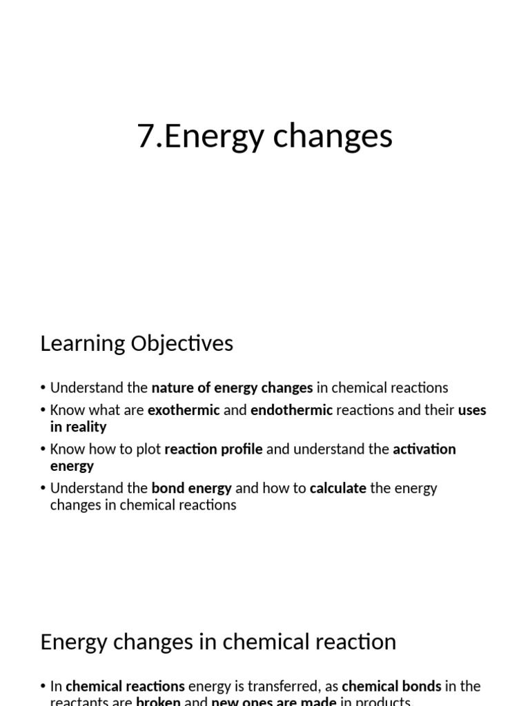 Chapter 7 Energy Changes | PDF | Chemical Reactions | Activation Energy
