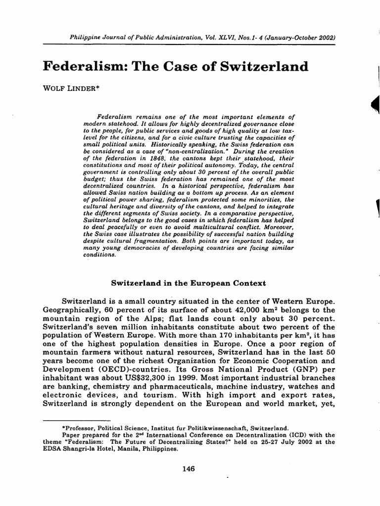 13 Federalism | PDF | Switzerland | Federalism