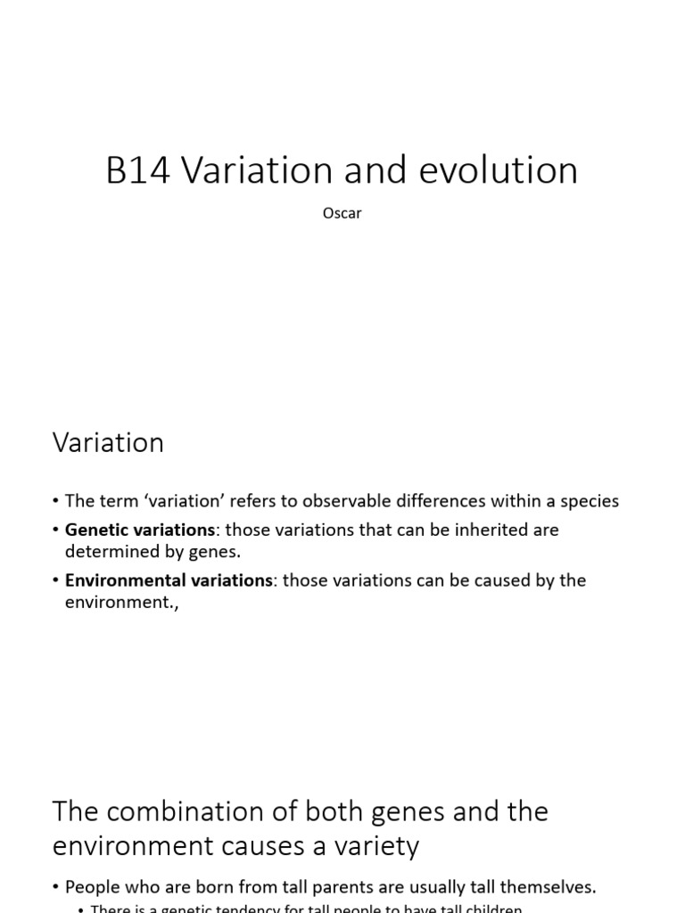 B14 Variation and Evolution: Oscar | PDF | Genetic Variation | Genetics
