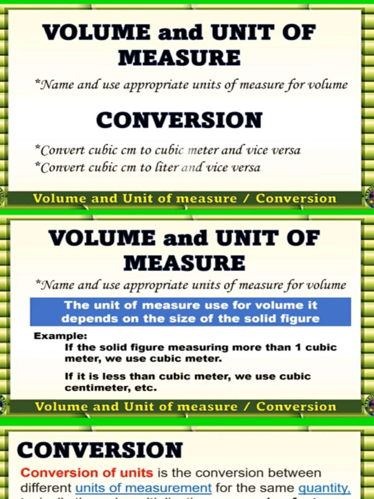 q4-Math5-Volume and Unit of Measure-Conversion | PDF