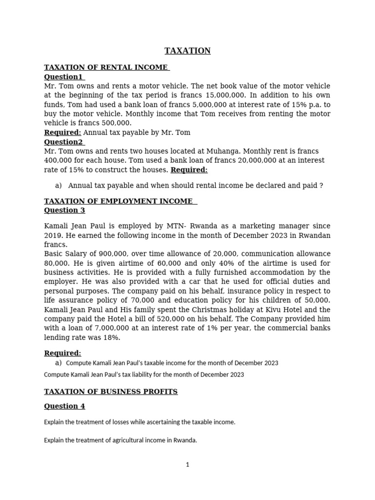 Public Finance-Questions TAXATION-questions | PDF | Expense | Taxes