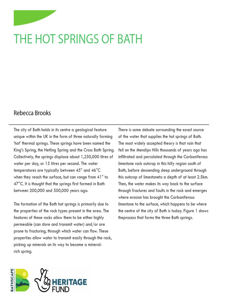 The Hot Springs of Bath | PDF | Bath | Earth Sciences