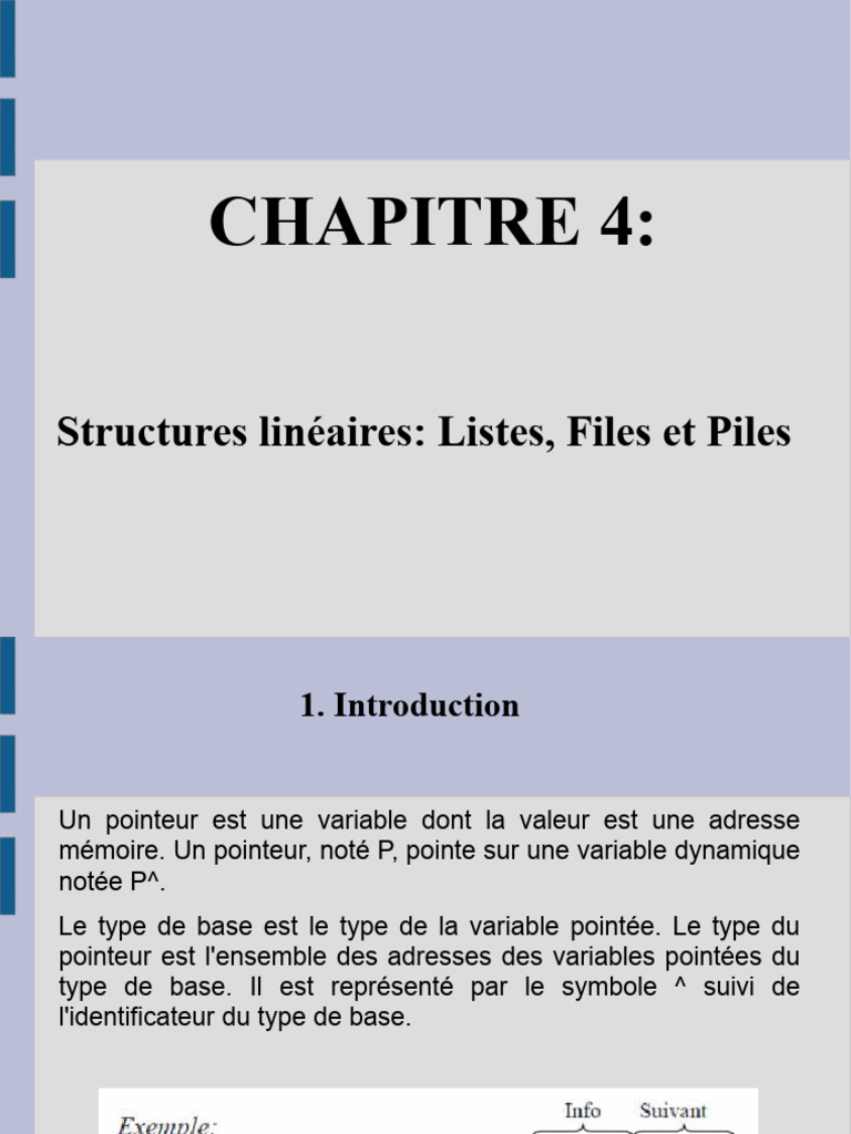 Algorithme Et Structures de Donees 2-Structures Linéaires&NonLimeaire | PDF | Pointeur ...