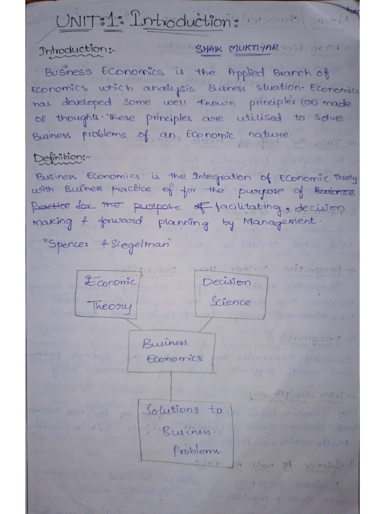 Business Economics Unit-1 | PDF