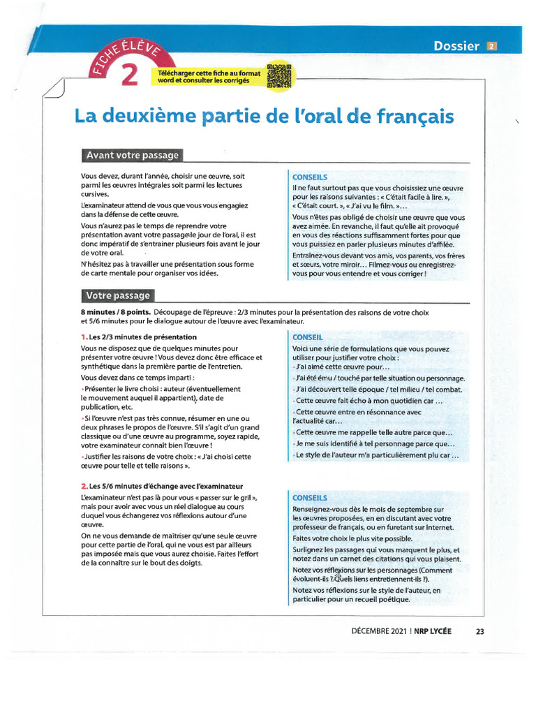 La 2de Partie de L'oral | PDF