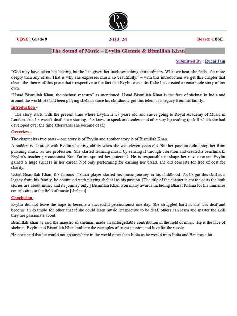 The Sound of Music - Short Notes | PDF
