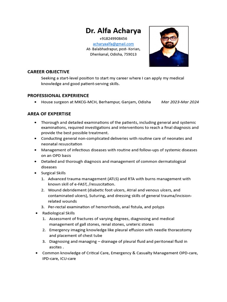 Alfa Acharya - RESUME | PDF | Wound | Clinical Medicine
