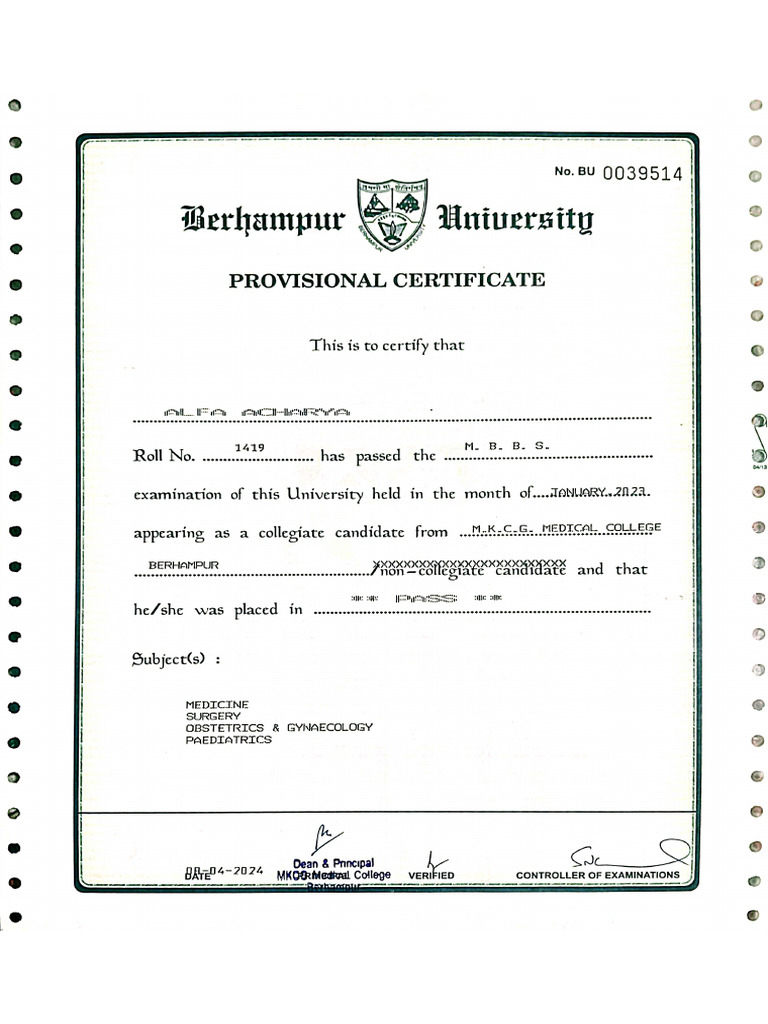 Degree Certificate | PDF