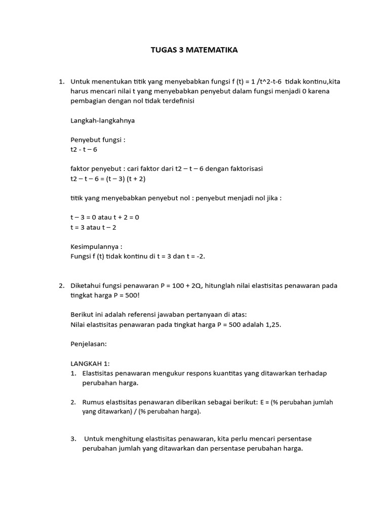 Tugas 3 Matematika | PDF
