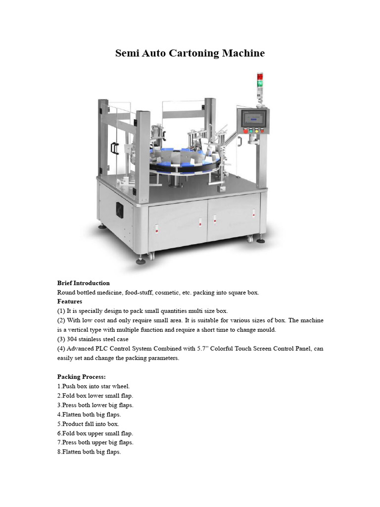 2-Semi Auto Cartoning Machine | PDF