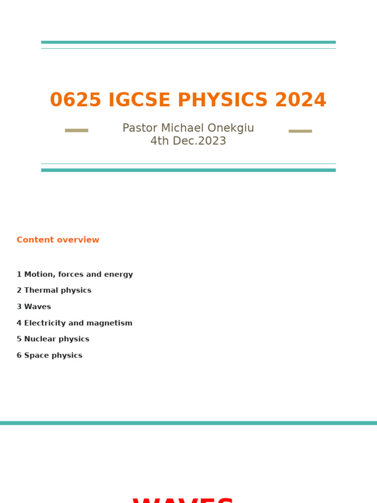 Wave 0625 Igcse Physics 2024 | PDF | Sound | Infrared