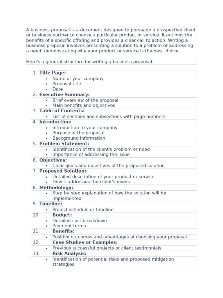 A Business Proposal | PDF | Marketing | Risk Management