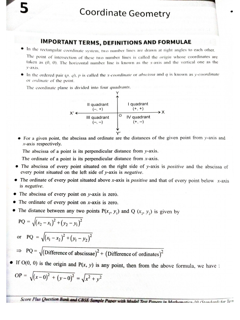 Coordinate Geometry Few MCQ and CASE BASED | PDF