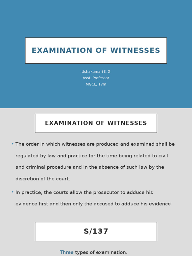 Examination of Witnesses | PDF | Aiding And Abetting | Witness