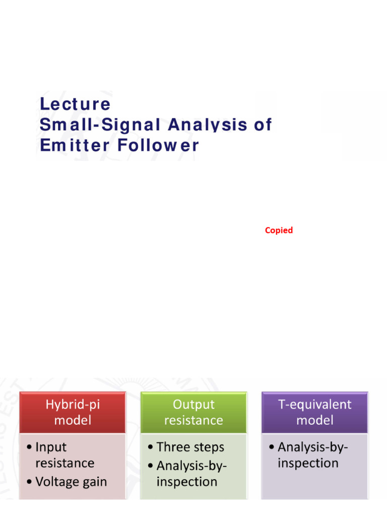 Small Signal Analysis of Emitter Follower | PDF