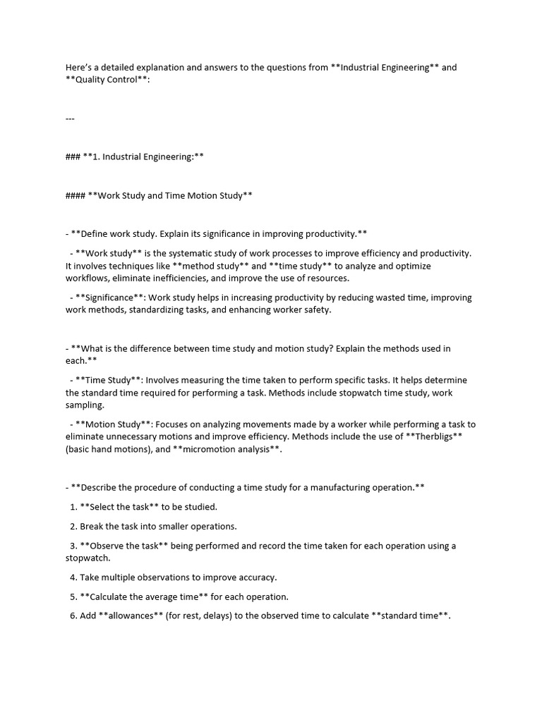 AMIT Industrial Engineering Question | PDF | Inventory | Six Sigma