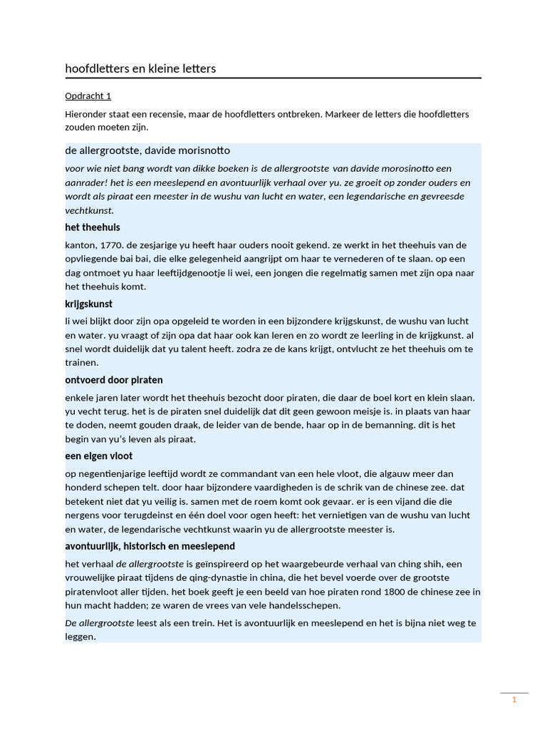 Hoofdletters en Leestekens | PDF