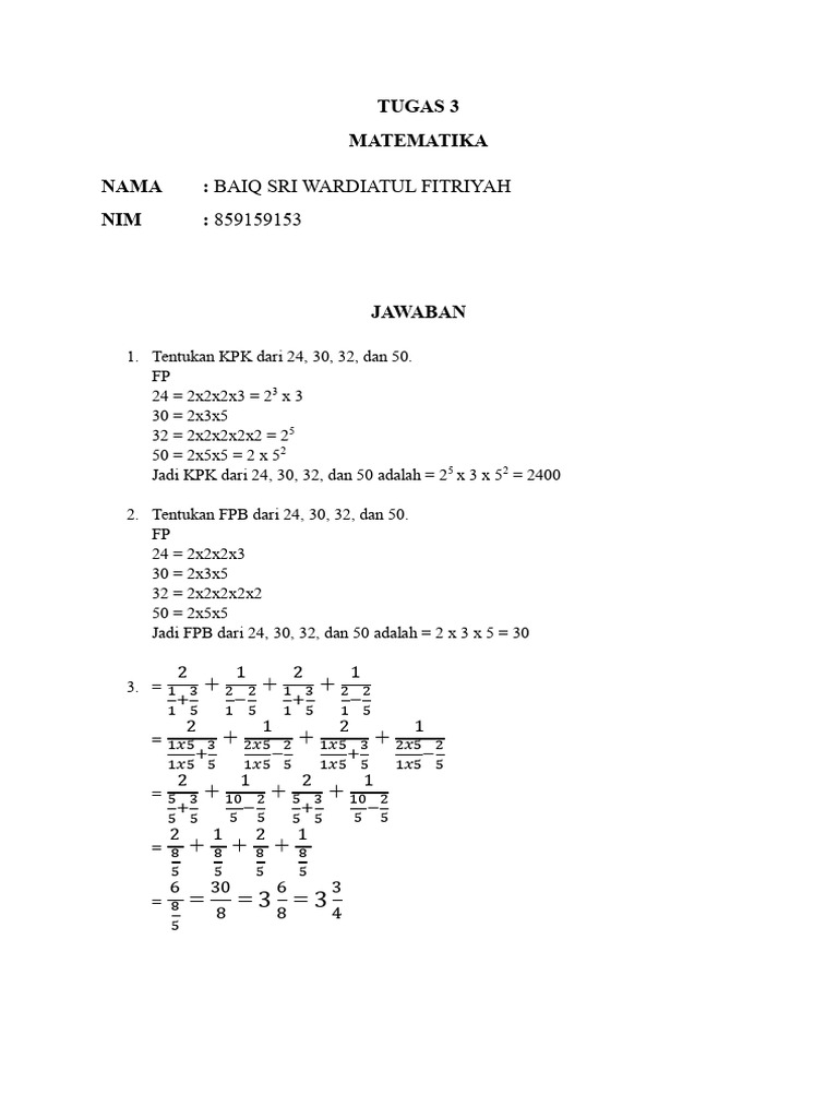 TUGAS 3 Matematika | PDF