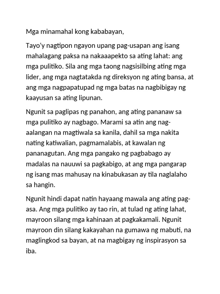 Talumpati Politiko | PDF