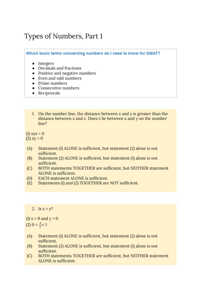 Numbers, Part 1. For GMAT | PDF | Numbers | Prime Number