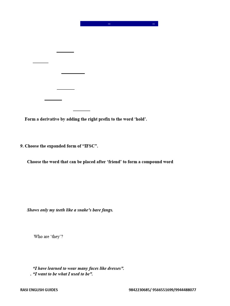Namma Kalvi 11th English Unit Test Question Paper 221028 | PDF ...
