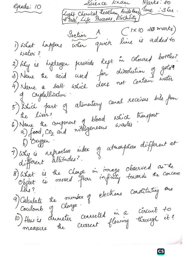 Grade 10 Science Exam Term 1 | PDF