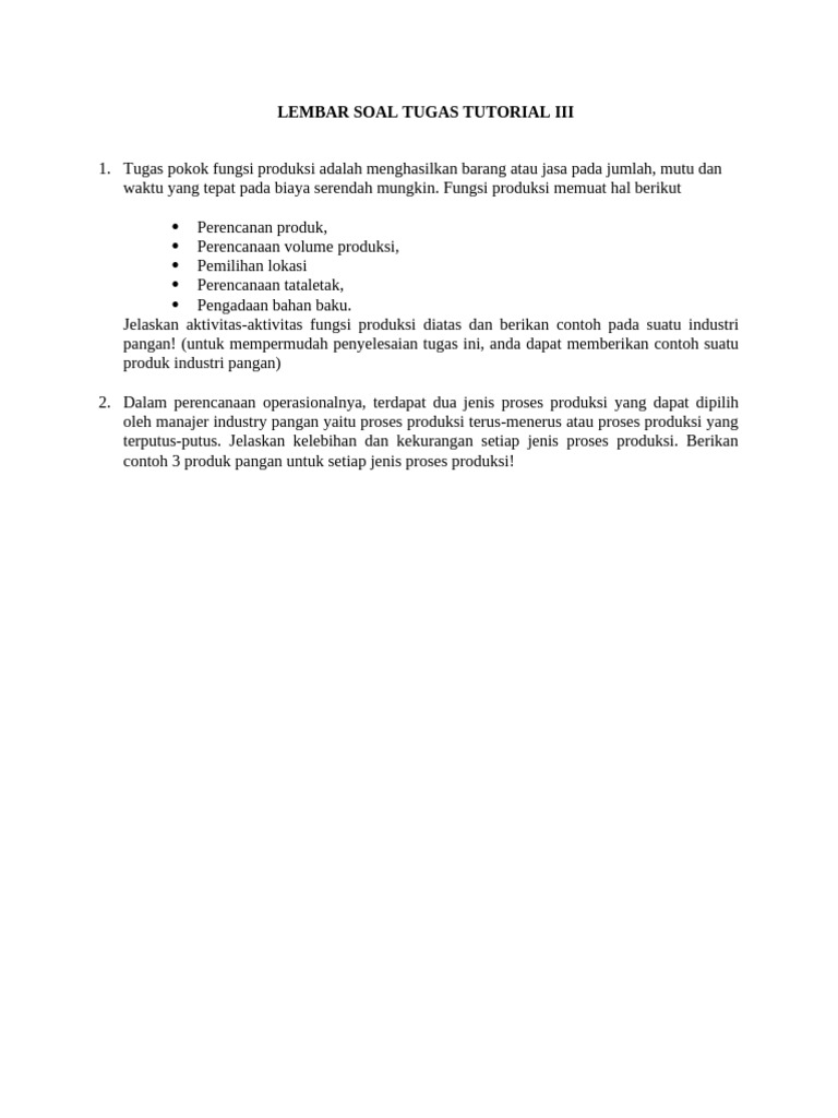 Lembar Soal Tugas Tutorial III Pang 4315 Rev | PDF