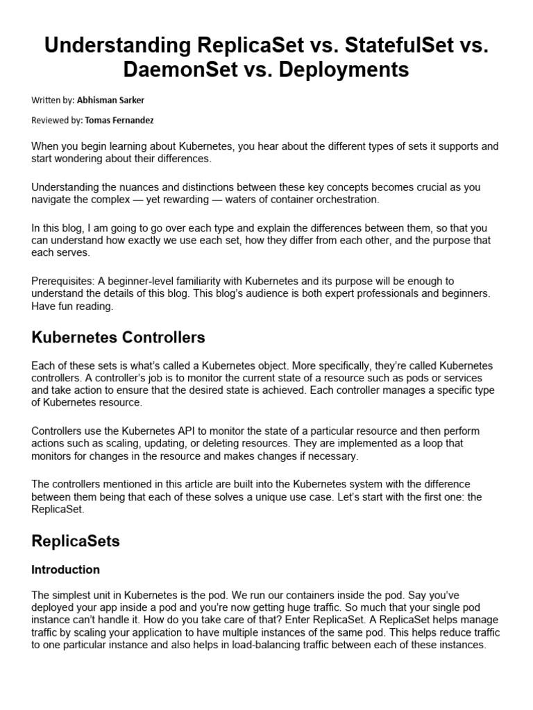 Deployment Vs StatefulSet Vs DaemonSet | PDF | Information Technology | Computer Science